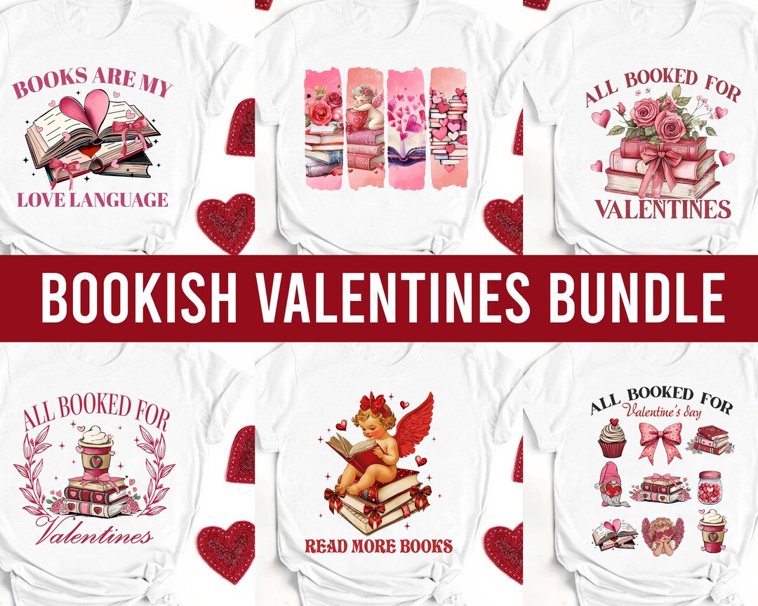 Bookish Valentine PNG Bundle, Book Lover Design, Floral Valentine Png ...