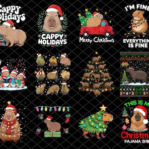 Funny Capybara Christmas PNG Bundle, Christmas Png, Capybara Lovers Png ...