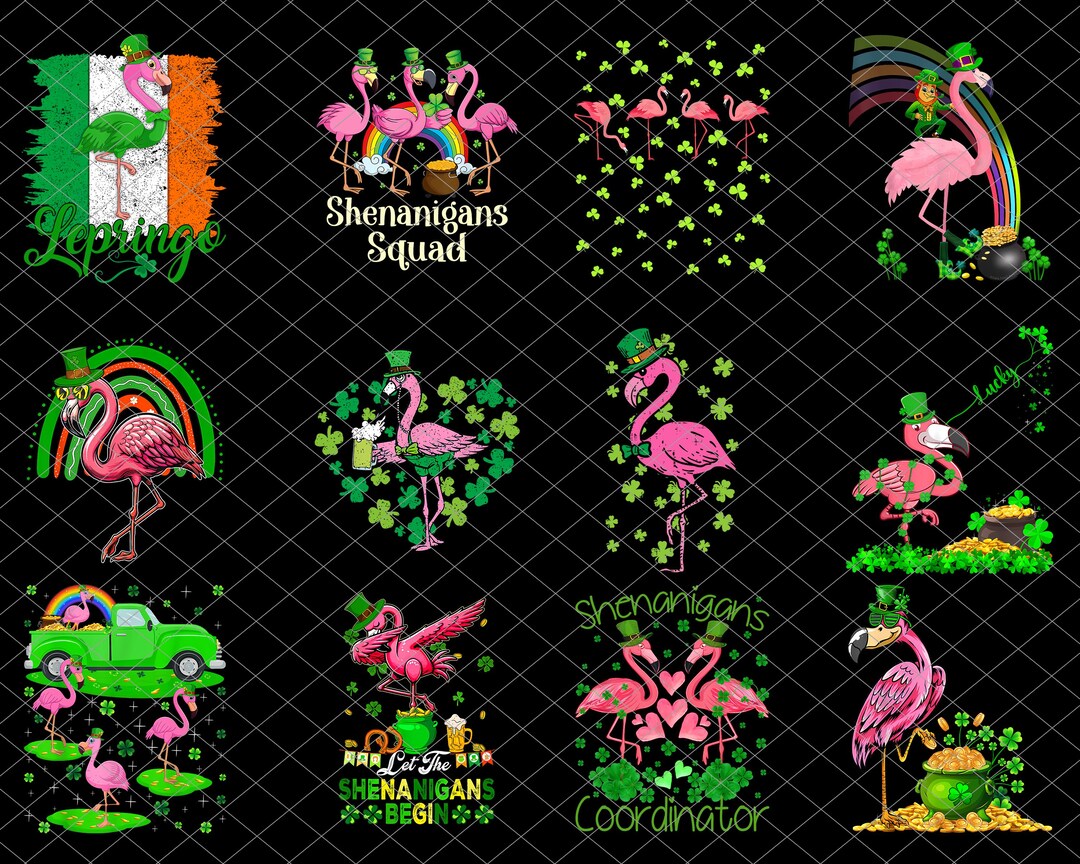 Flamingo Patricks Day PNG Bundle, Funny St Patricks Day Png, Lucky ...