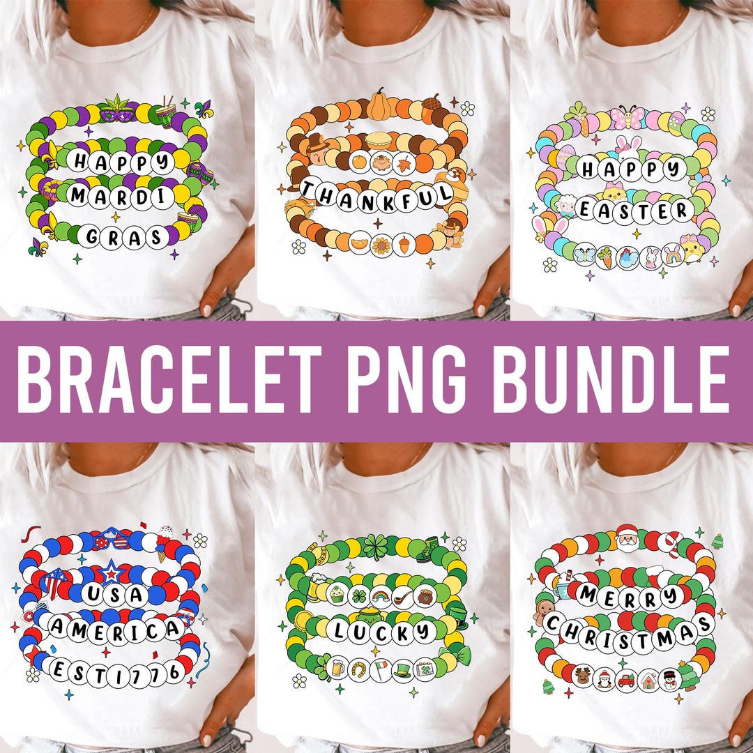 Friendship Bracelet PNG Bundle, Lucky Bracelet Png, Easter Friendship ...