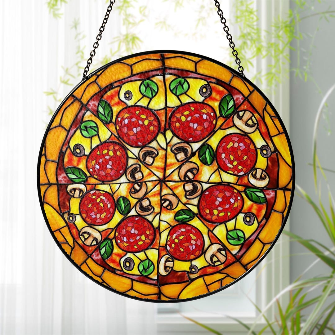 Pizza Stained Glass Suncatcher, Italian Food Suncatcher, Kitchen ...