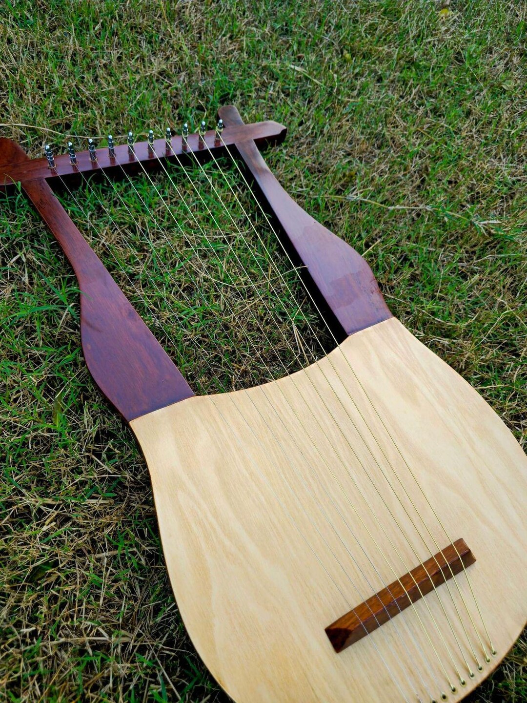 10-string Wooden Lyre Harp - Handheld Musical Instrument With Nylon ...
