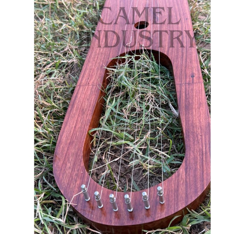 Brown Rosewood Flower Design Lyre Premium Quality Handmade 6 Metal ...