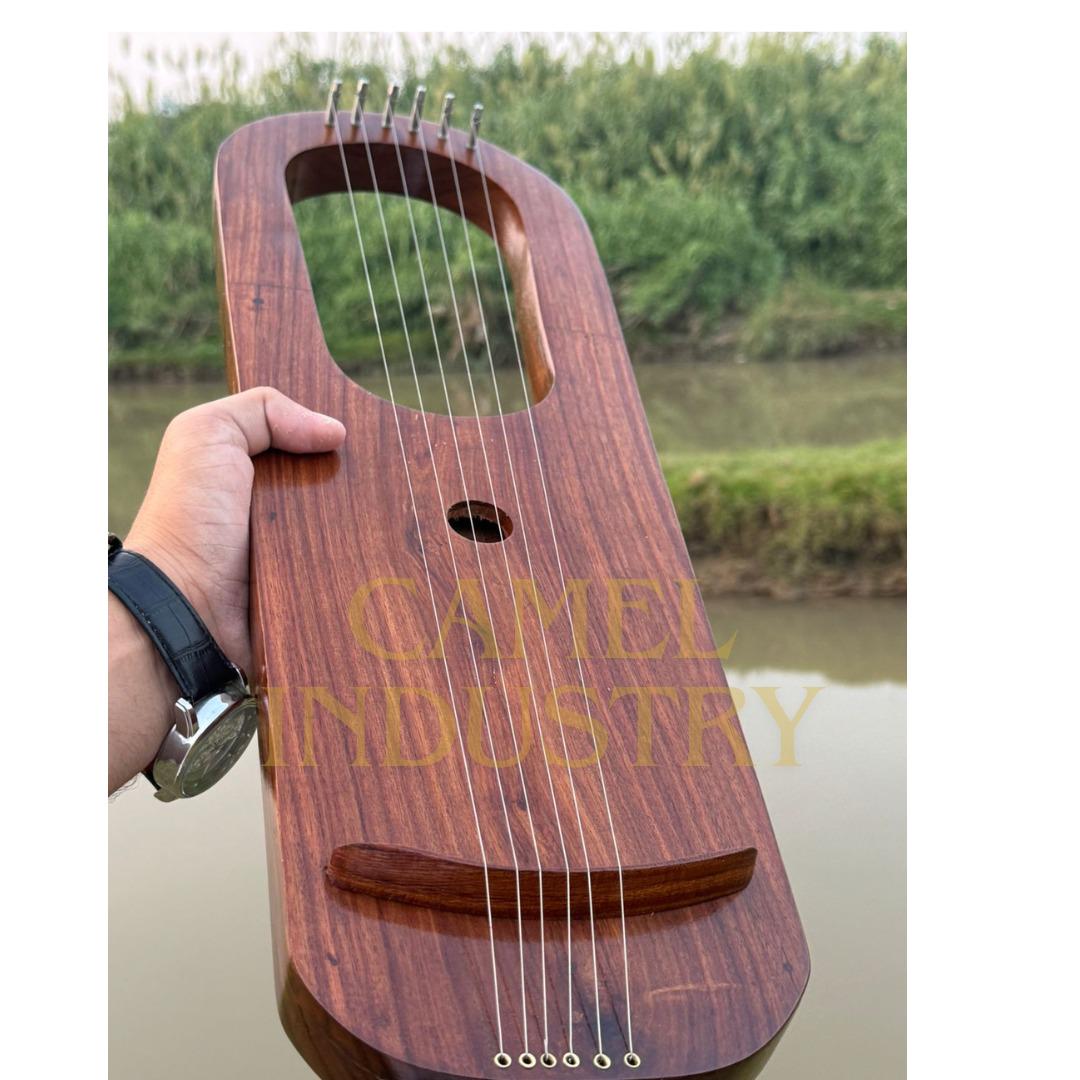 Brown Rosewood Flower Design Lyre Premium Quality Handmade 6 Metal ...