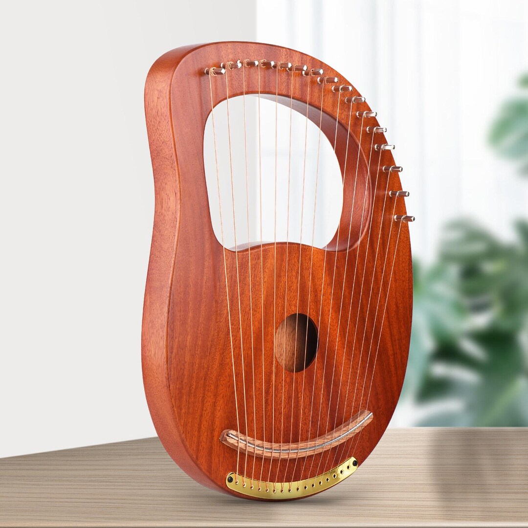 16-string Wooden Lyre Harp Metal Strings Solid Wood String Instrument ...
