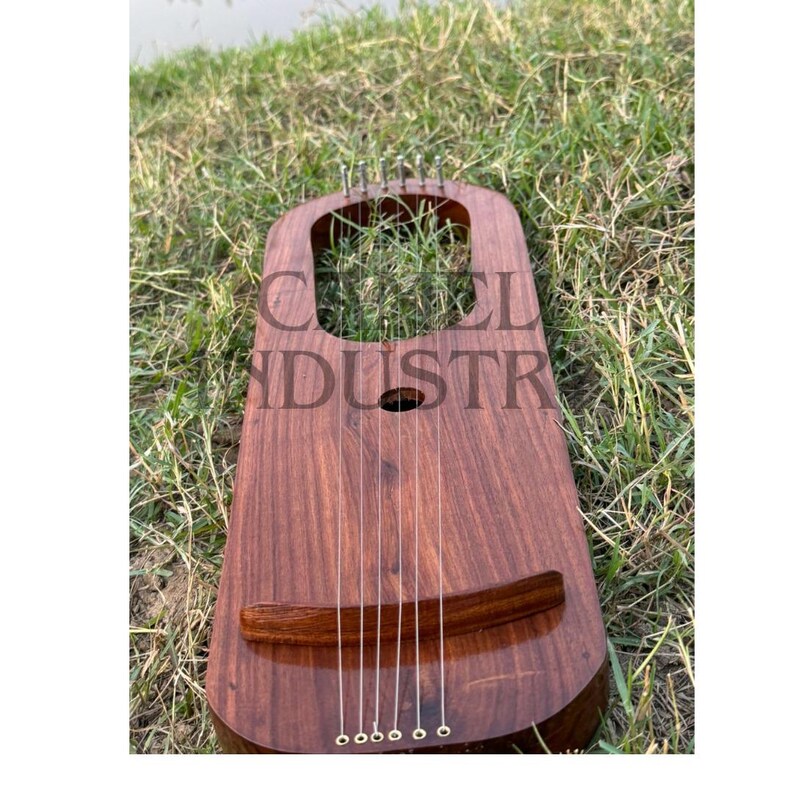 Brown Rosewood Flower Design Lyre Premium Quality Handmade 6 Metal ...