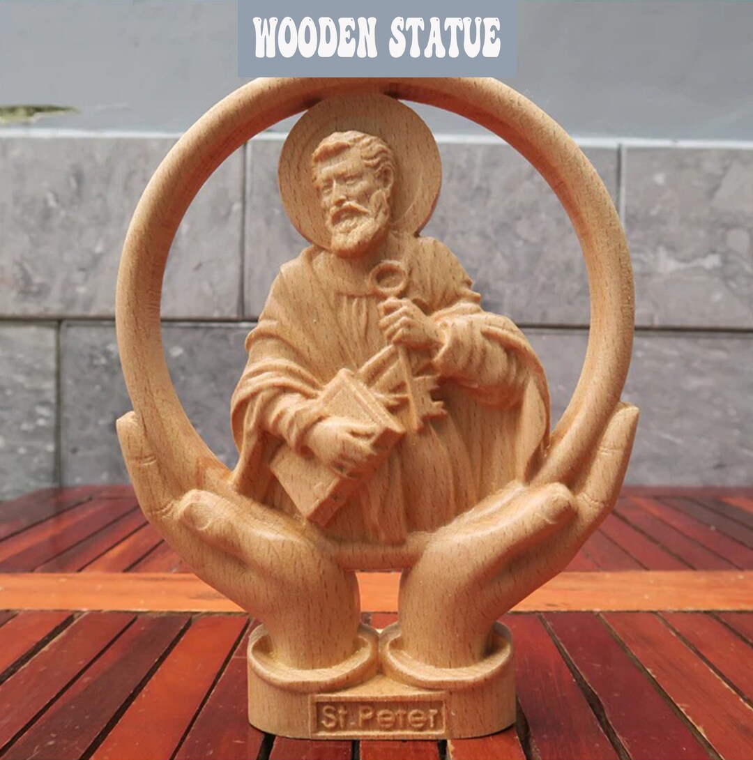 St. Peter Statue, St. Peter Wooden Statue, Wooden Religious Christmas ...