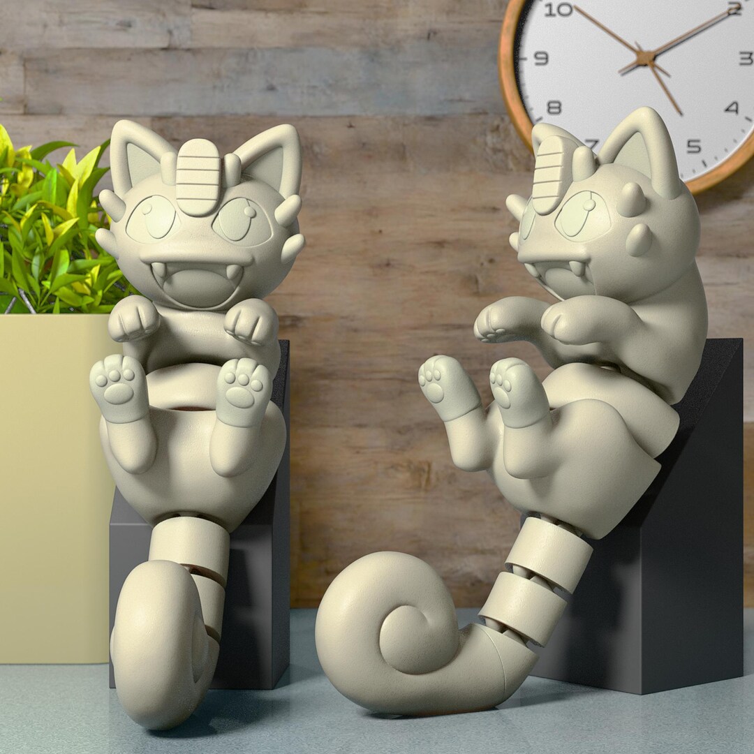 Flexible Meowth 3D Model STL Pokemon Fan Art - Etsy