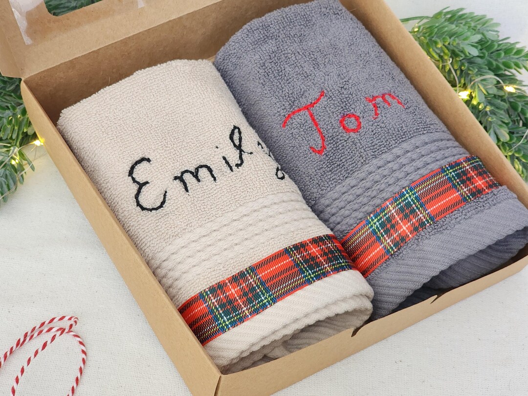 Hand Embroidered Custom Towel Set, Bath Hand Towel, Christmas Gift for ...