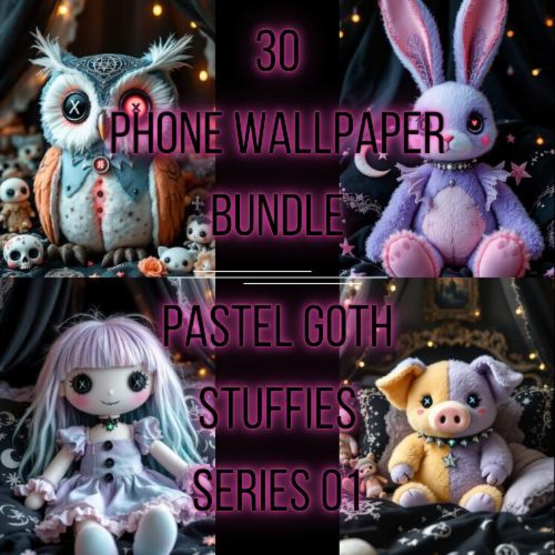 30 Phone Wallpapers Pastel Goth Stuffies Series 01 (created With ...