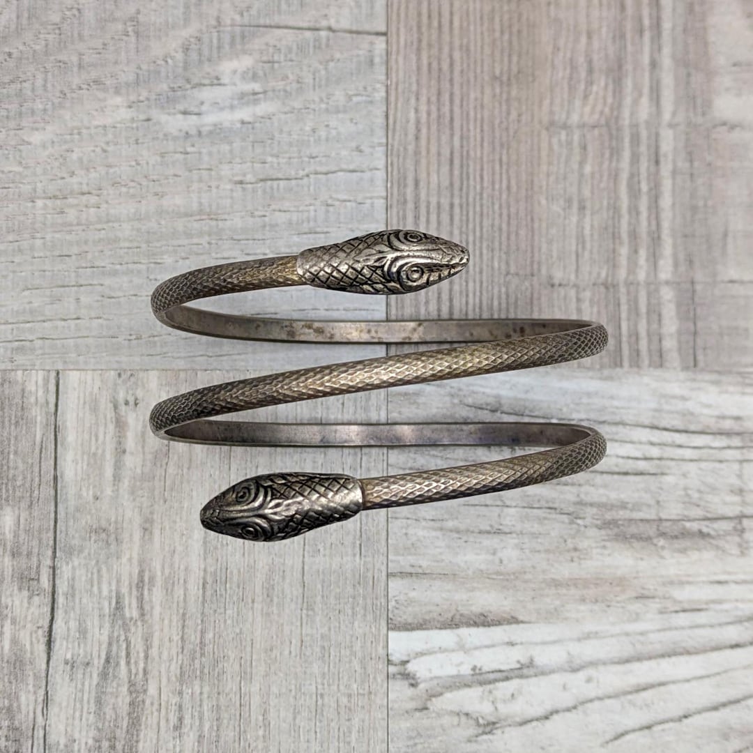 Vintage Snake Spiral Bracelet / Cuff / Bangle, Layered Coiled UNSIGNED ...