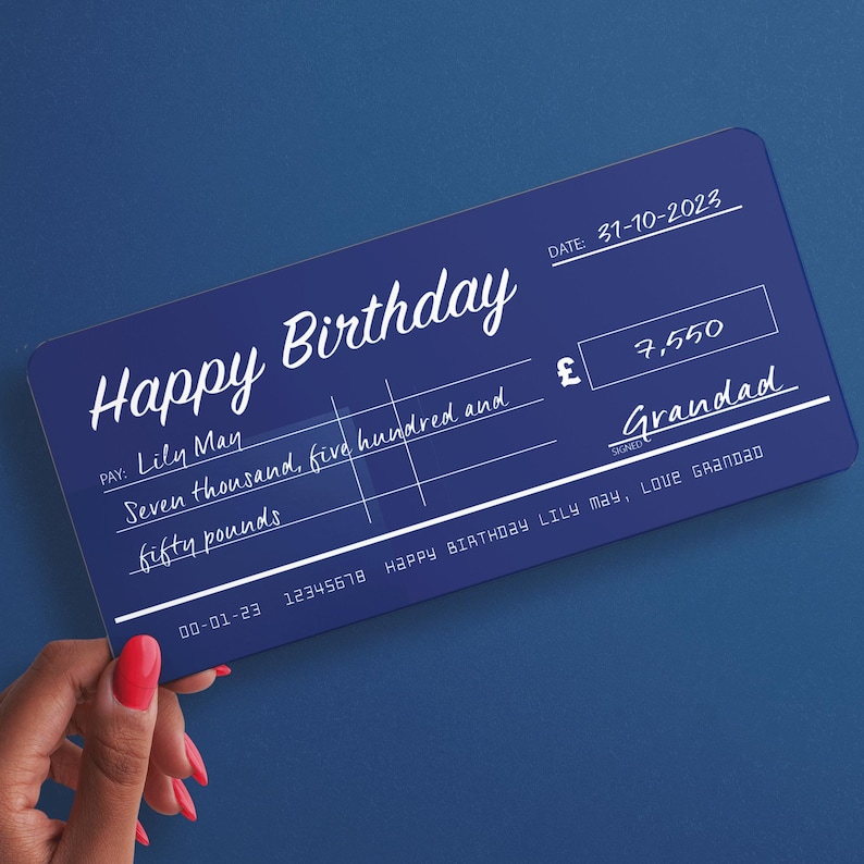 CHEQUE Personalised & Printed Ideal for Happy Birthday Money Gift ...