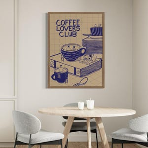 Retro Coffee Lover Club Printable Poster Art, Minimalist Digital Wall ...