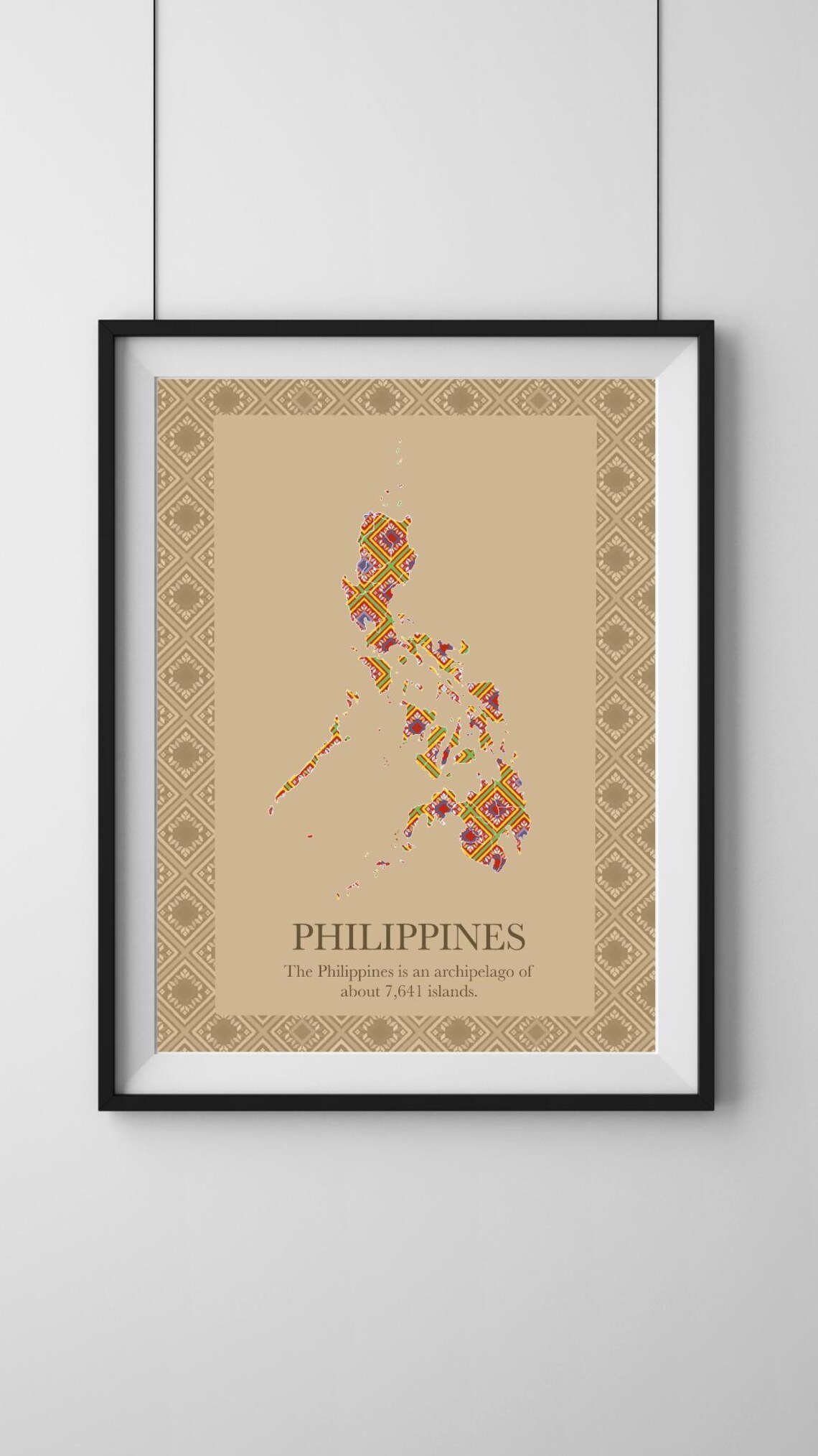 Philippines Map Etnic Pattern Filipino Wall Decor Filipino Wall Art ...