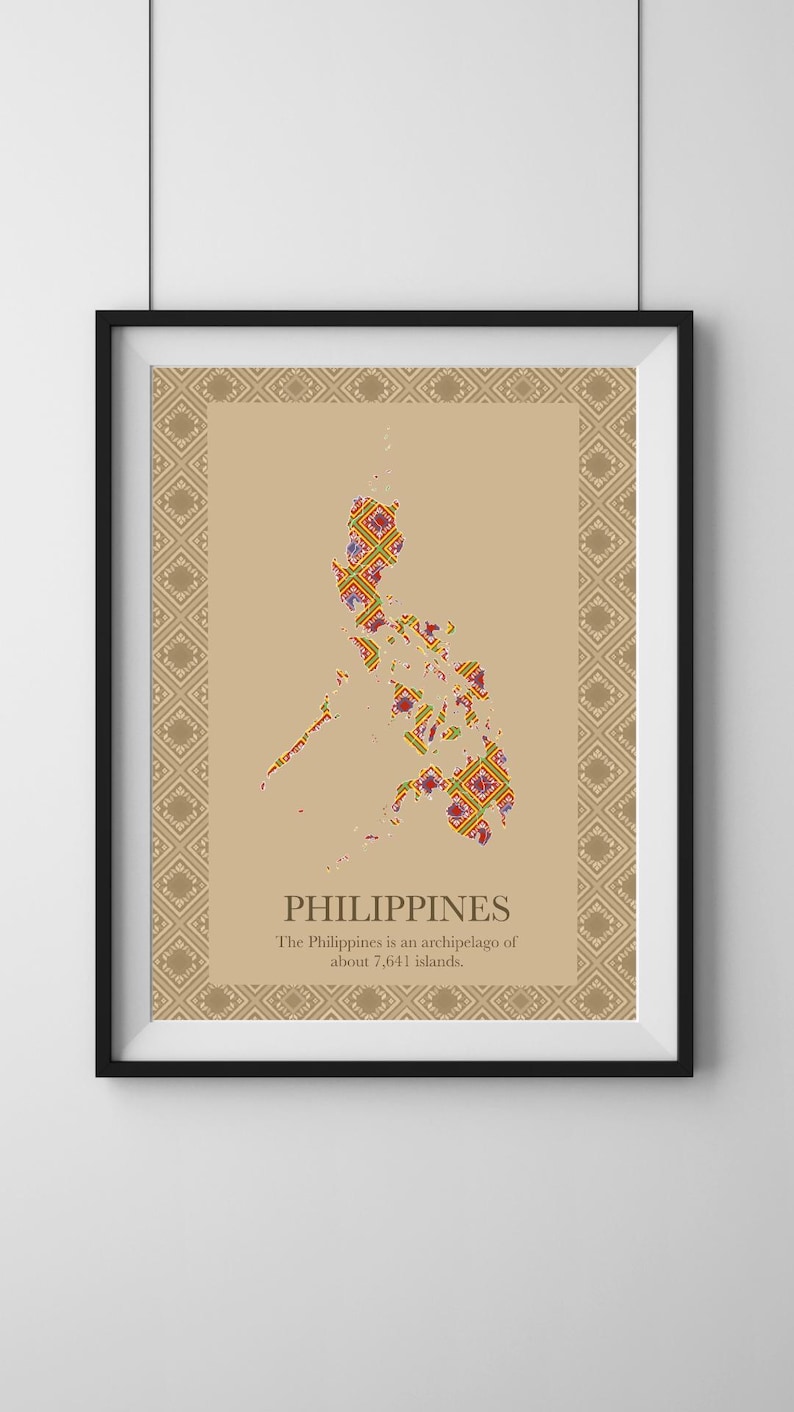 Philippines Map Etnic Pattern Filipino Wall Decor Filipino Wall Art ...