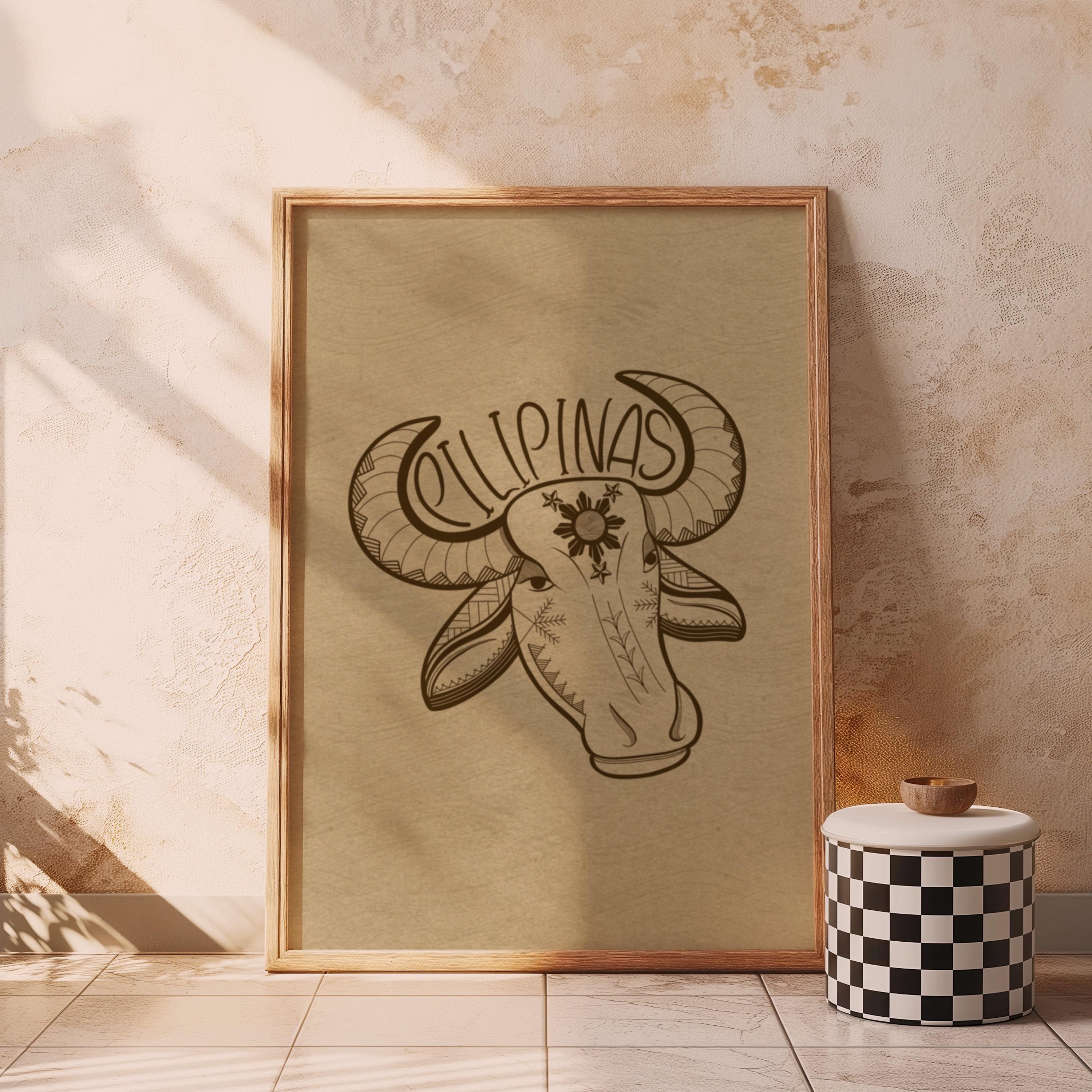 Philippines Carabao, Filipino Three Star & A Sun Wall Art, Pinoy ...