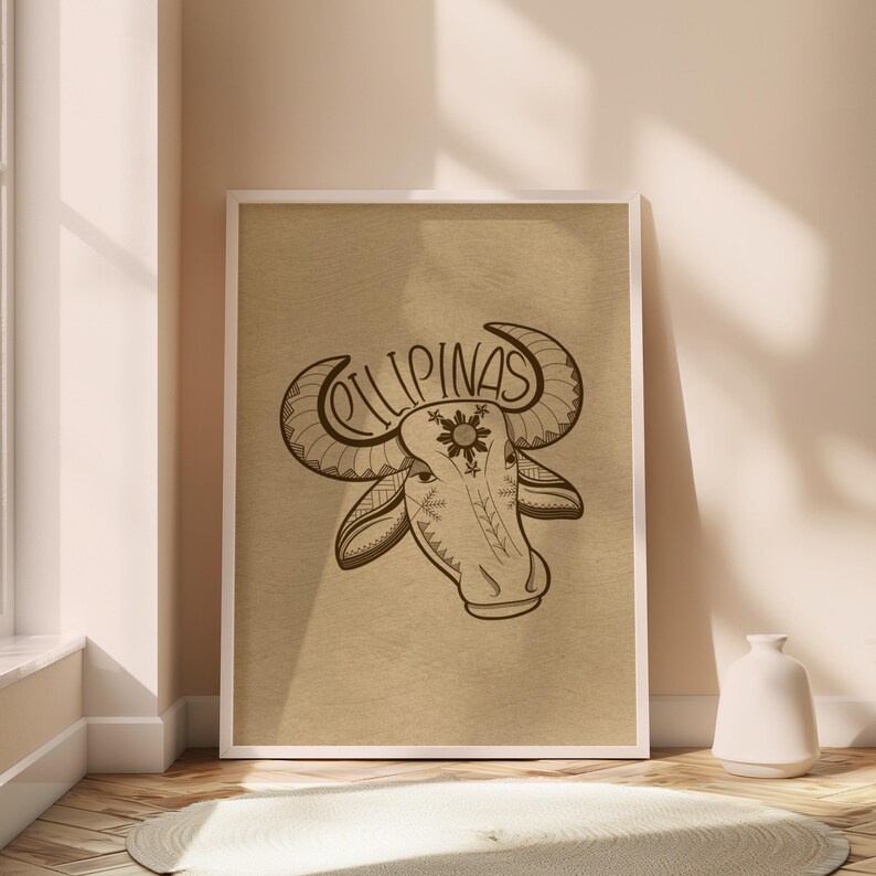 Philippines Carabao, Filipino Three Star & A Sun Wall Art, Pinoy ...