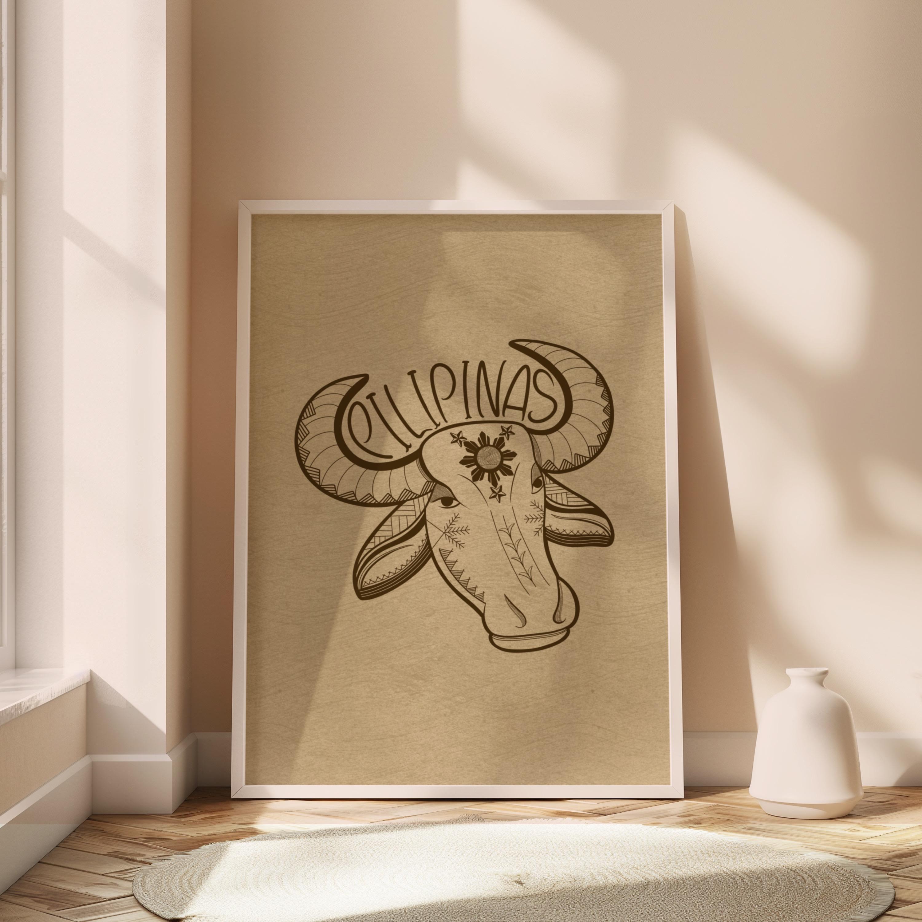 Philippines Carabao, Filipino Three Star & A Sun Wall Art, Pinoy ...