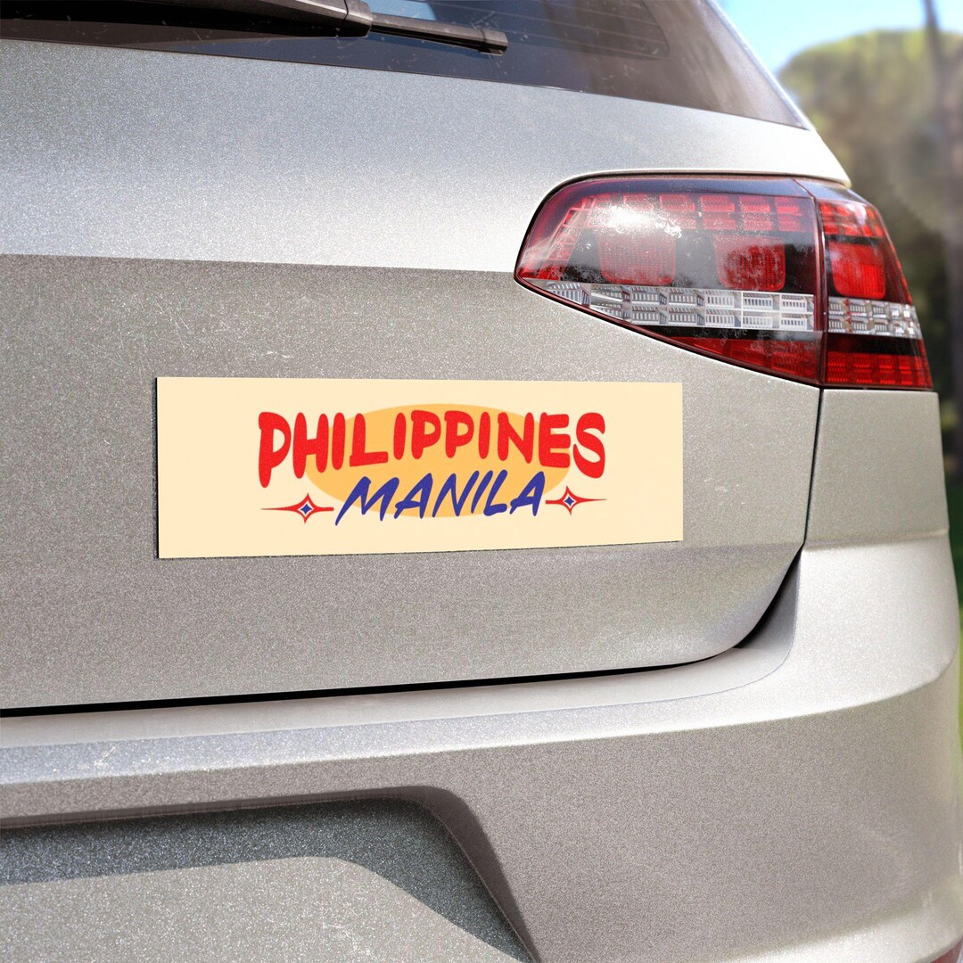 Philippines Manila Script Car Magnet | Vintage Lettering Magnetic Decal ...