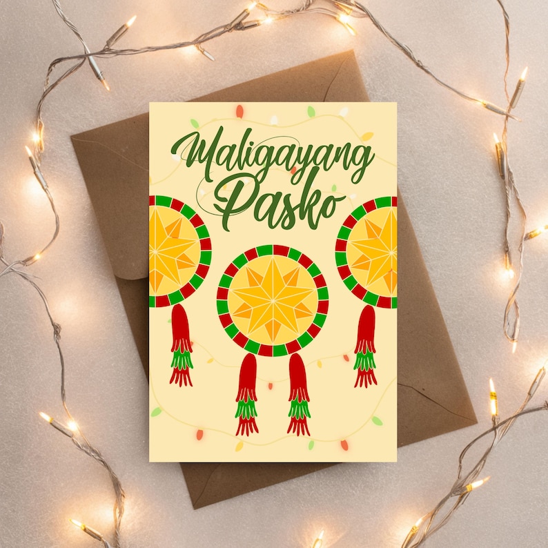 Maligayang Pasko Printable,tagalog,parol Christmas Card, Filipino ...
