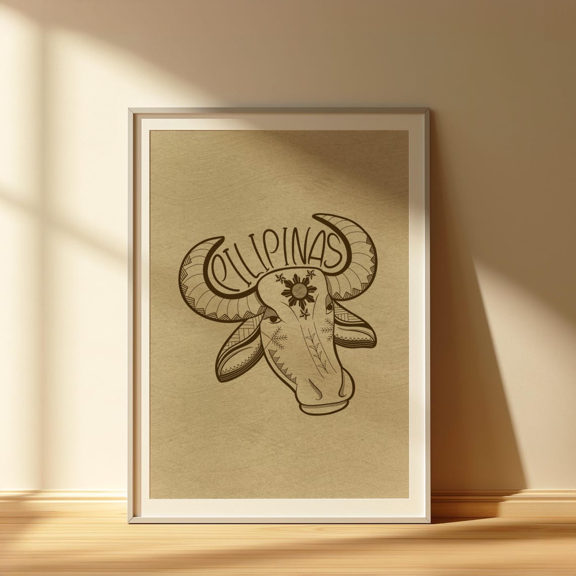 Philippines Carabao, Filipino Three Star & A Sun Wall Art, Pinoy ...