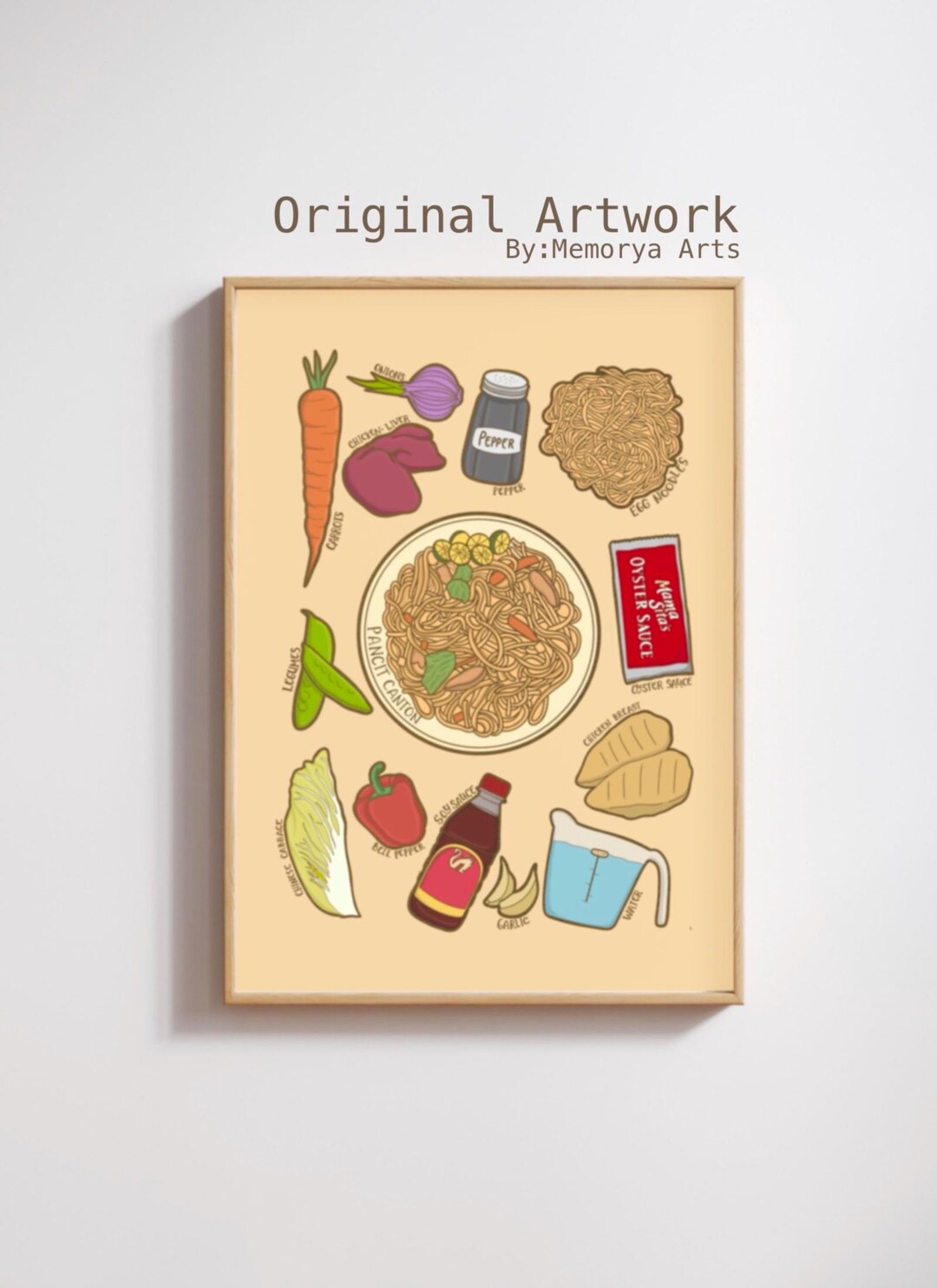 Philippines Poster, Pancit Filipino Food Recipe Wall Art, Filipino Food ...