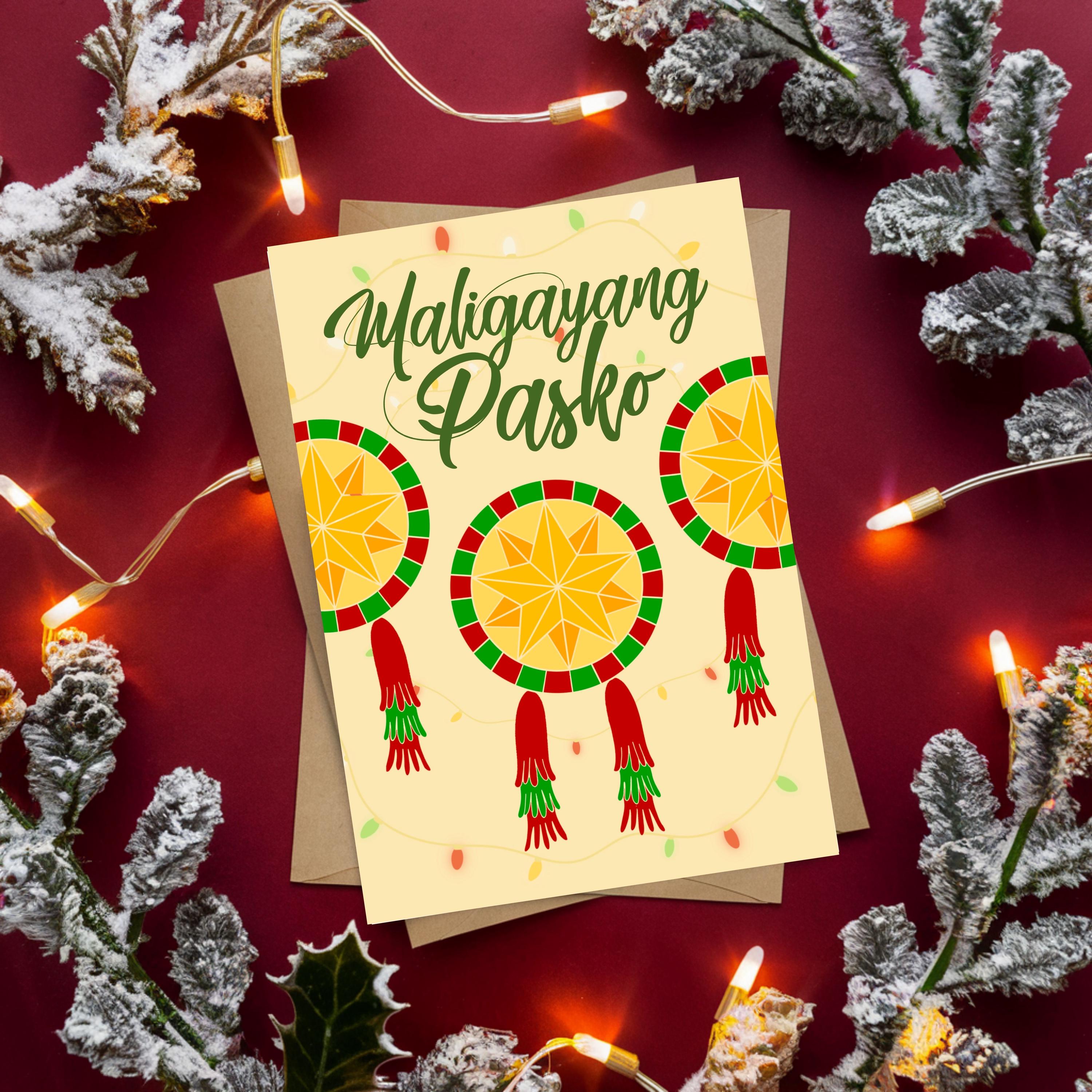 Maligayang Pasko Printable,tagalog,parol Christmas Card, Filipino ...
