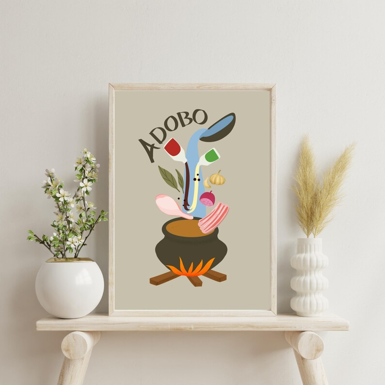 Adobo Art, Filipino Food Printable, Pinoy Modern Art, Home Kitchen Wall ...