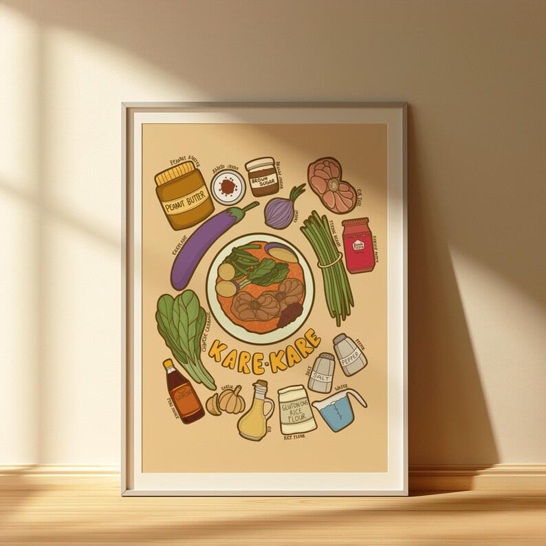 Philippines Poster, Kare Kare Filipino Food Recipe Wall Art, Filipino ...