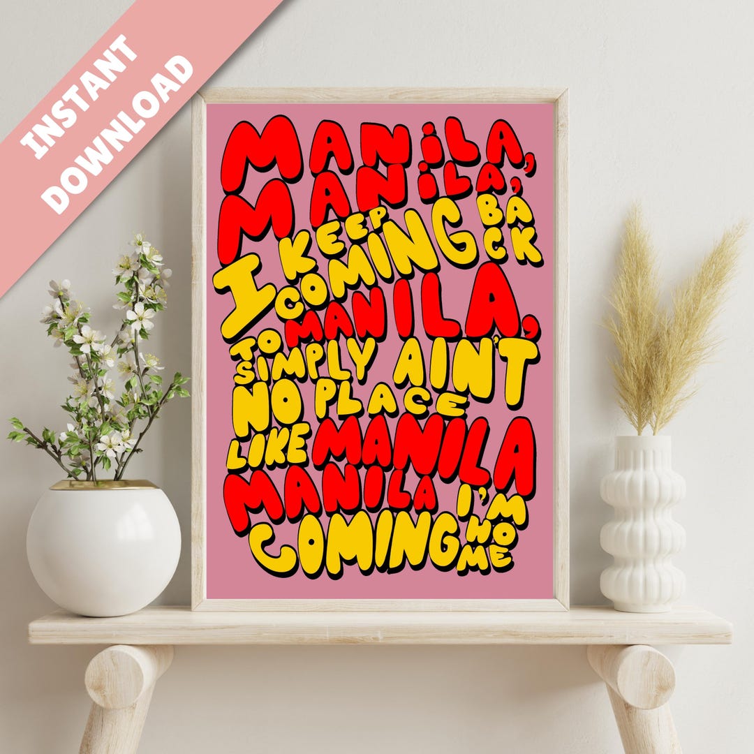 Manila Song Wall Art, Lyrics Digital Download, Printable Home Decor ...