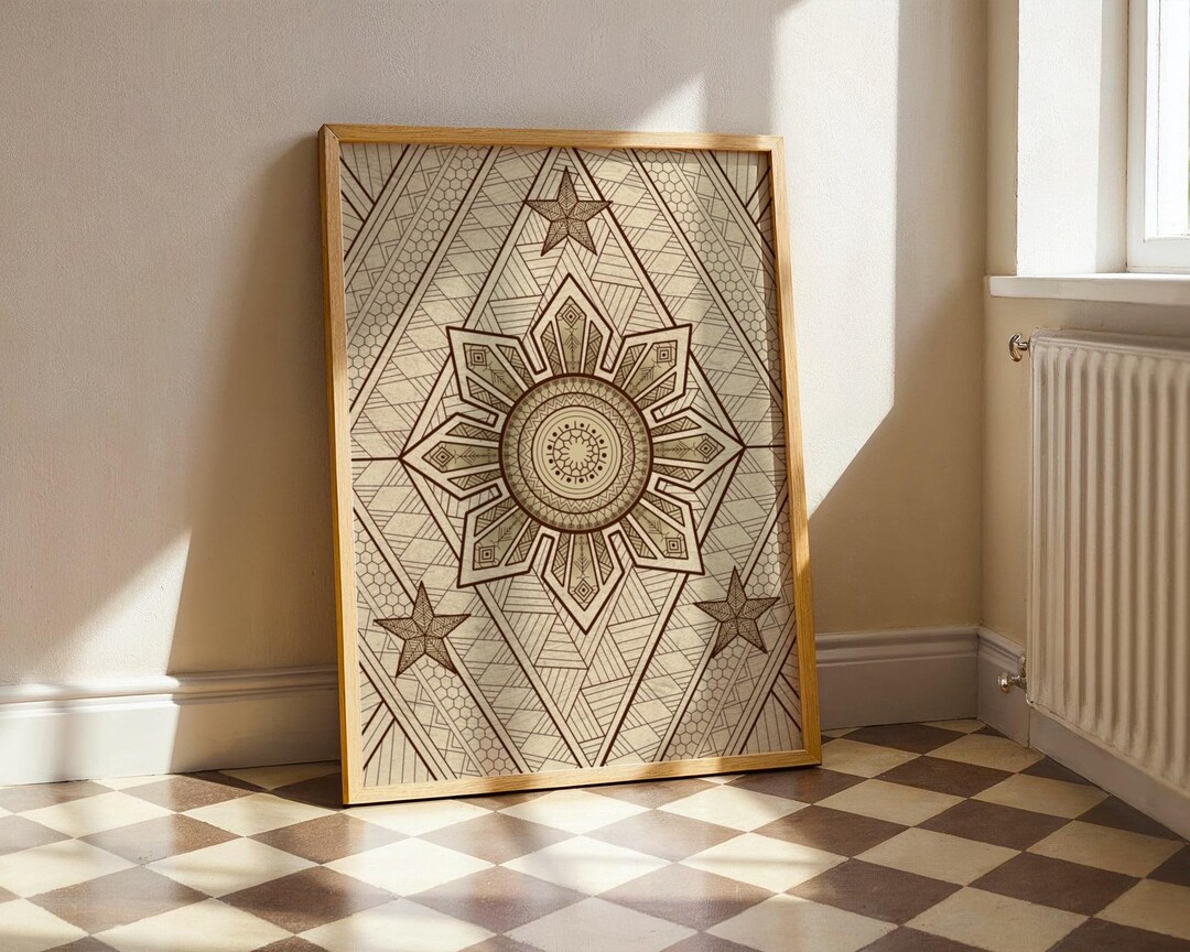 Philippines Poster, Filipino Three Star and a Sun Tribal Wall Art, Home ...