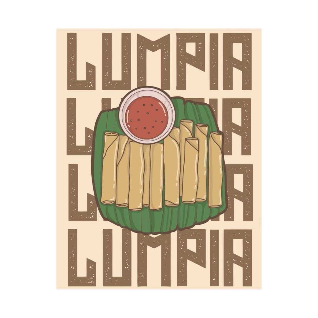 Philippines Poster Lumpia Illustration Satin Poster | Filipino Snack ...