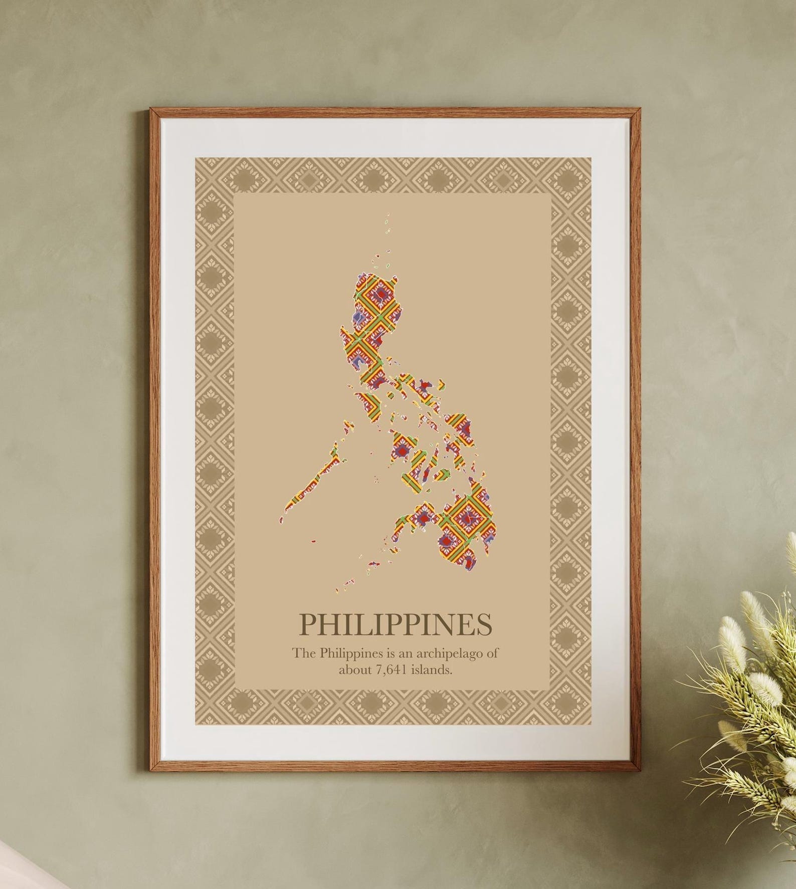 Philippines Map Etnic Pattern Filipino Wall Decor Filipino Wall Art ...