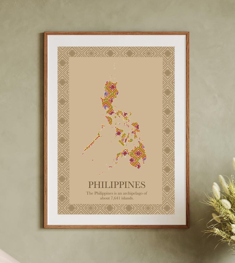 Philippines Map Etnic Pattern Filipino Wall Decor Filipino Wall Art ...