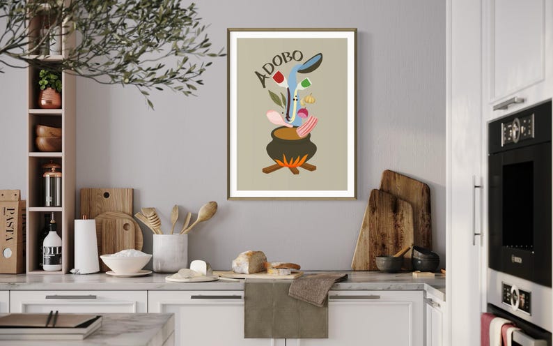 Adobo Art, Filipino Food Printable, Pinoy Modern Art, Home Kitchen Wall ...