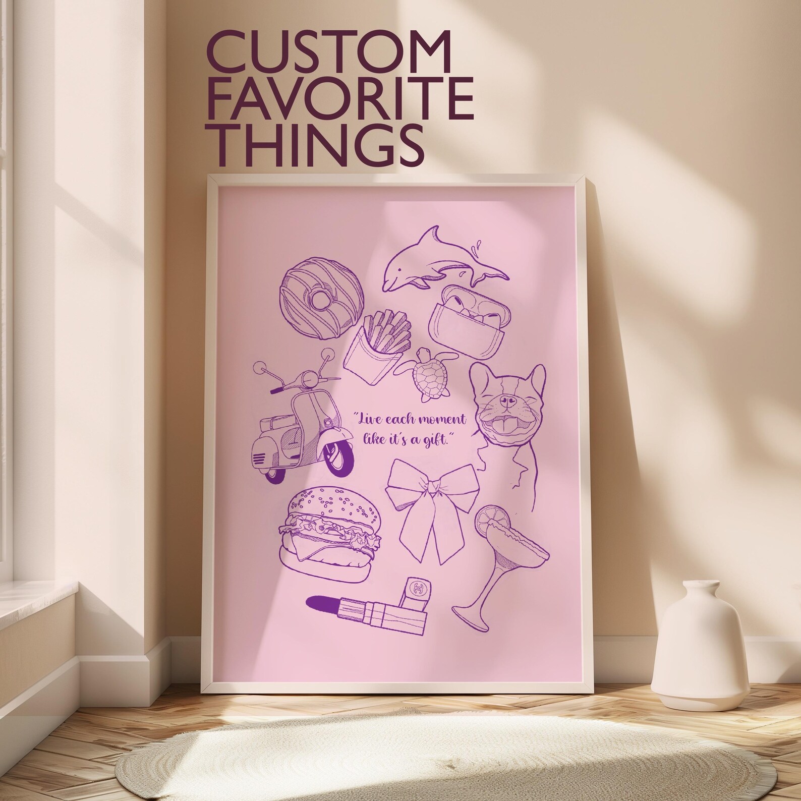 Custom 'my Favorites' Illustration Poster: Personalized Hand-drawn Art ...