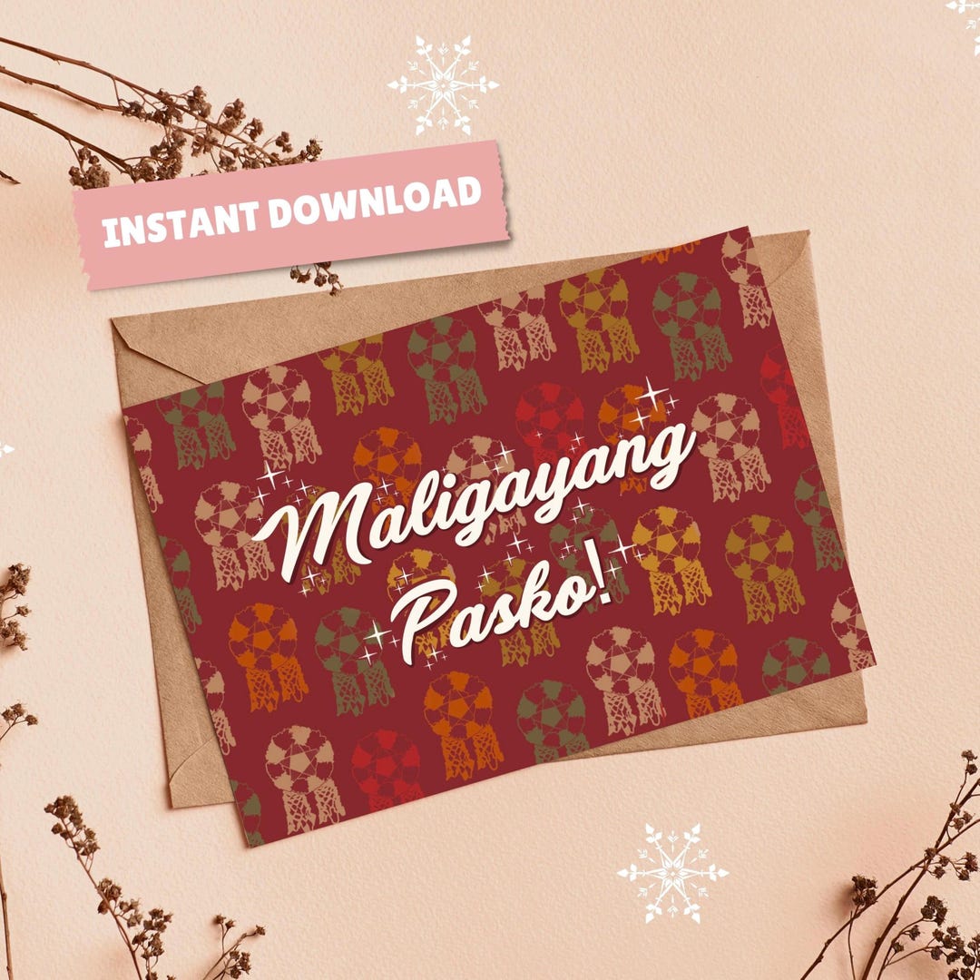 Maligayang Pasko Printable,parol Christmas Card, Filipino Festive ...