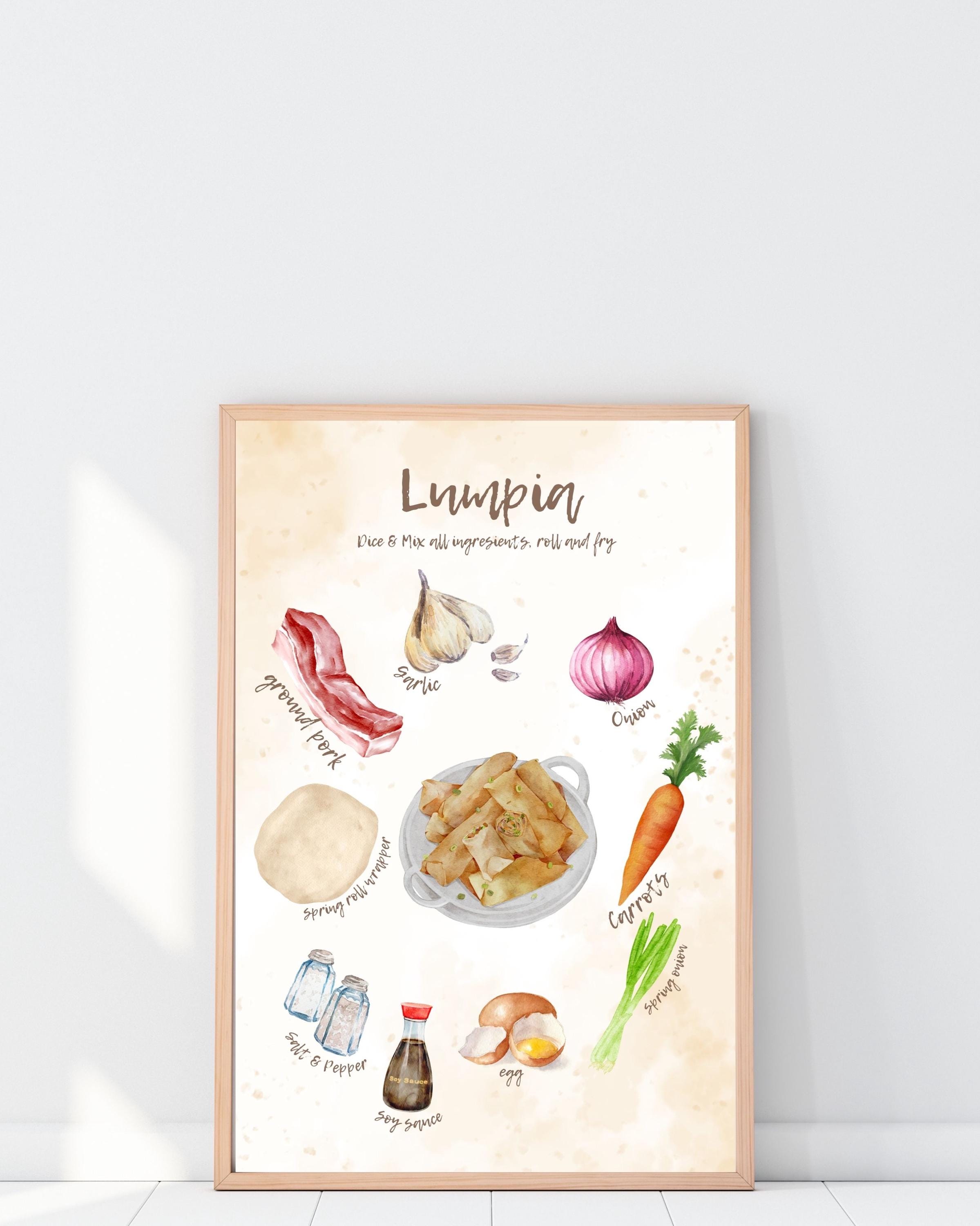 Lumpia Filipino Food Art, Filipino Spring Roll, Philippine Poster Art ...