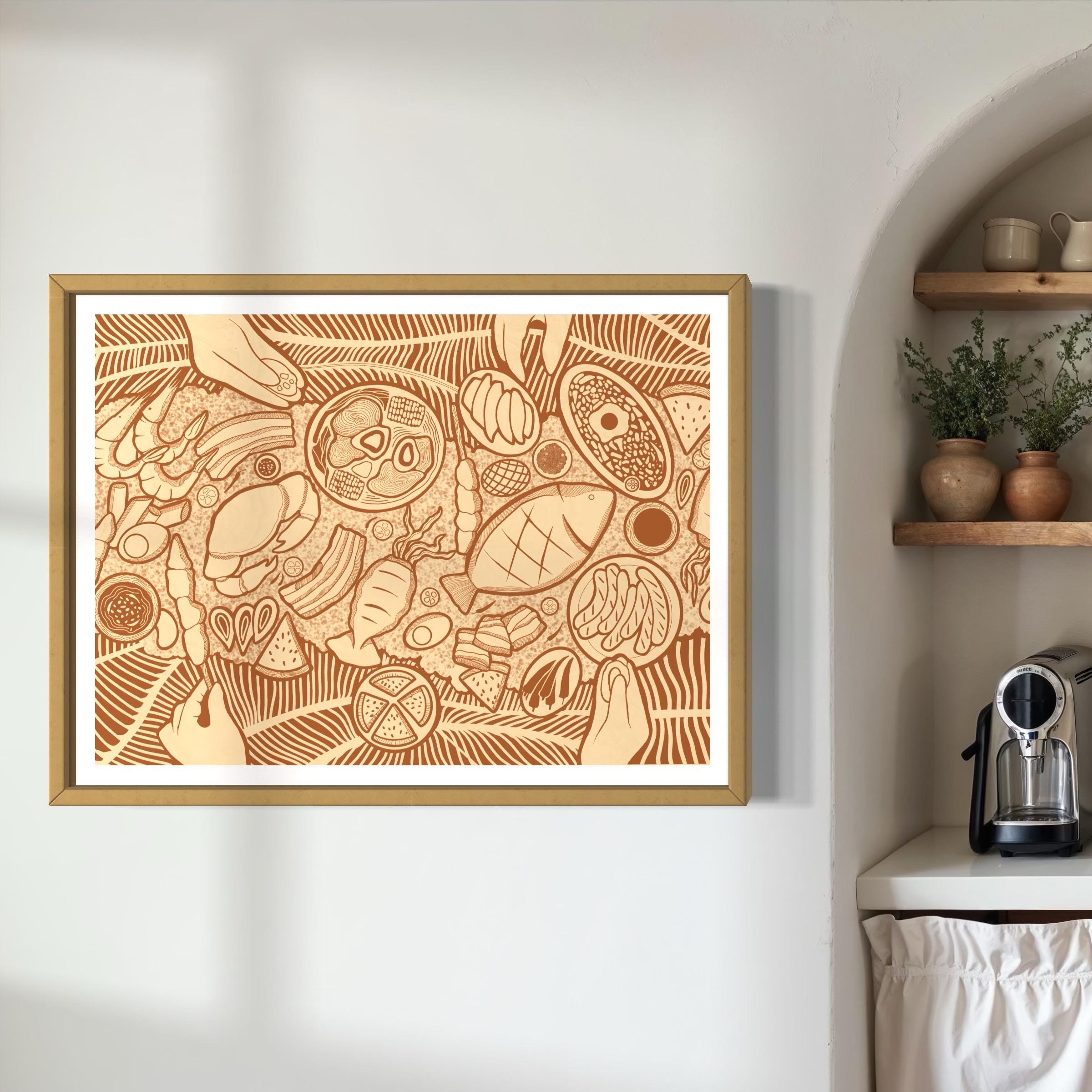 Filipino Kamayan Feast, Philippines Family Gathering Wall Art ...