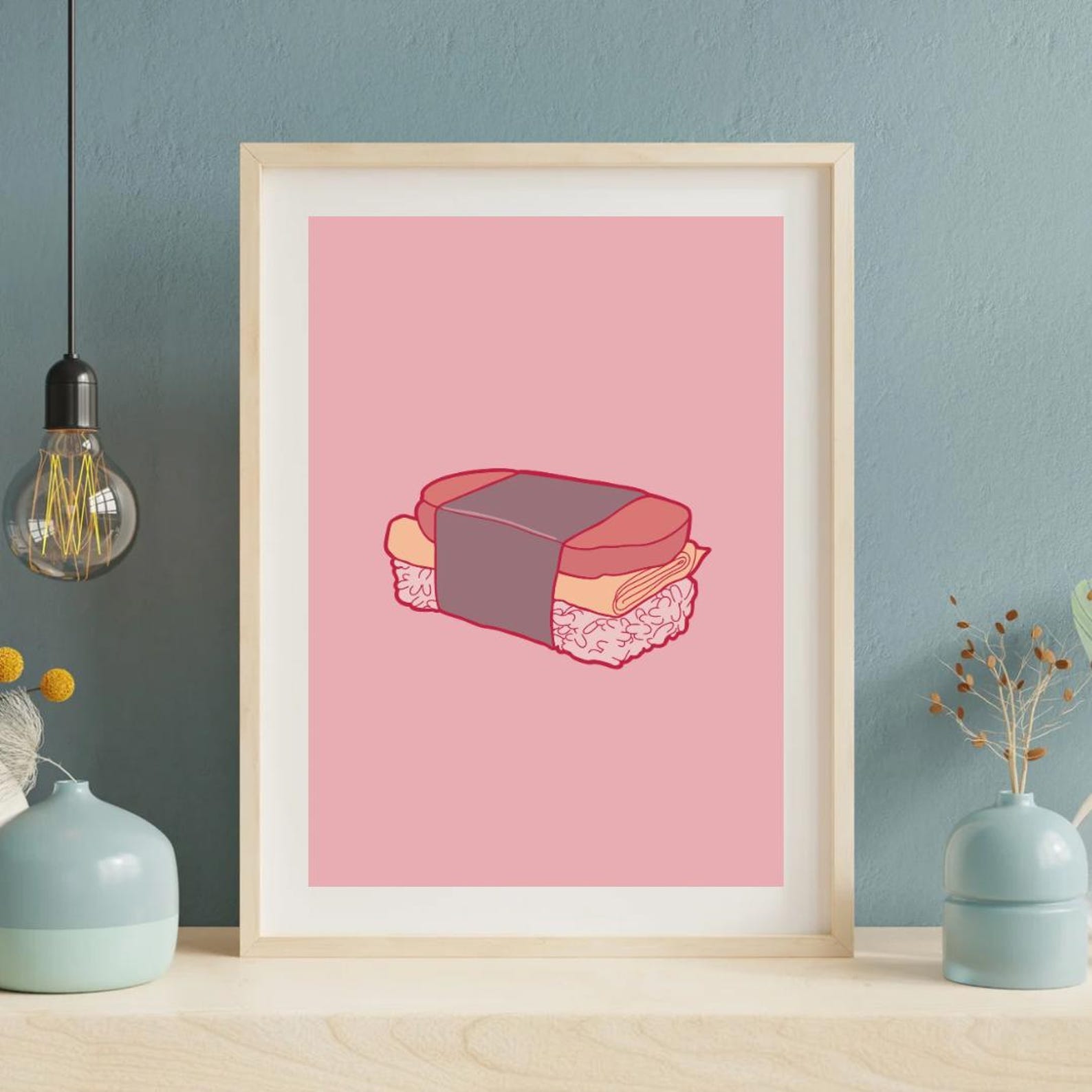 Spam Musubi Art, Pastel Color Art, Japanese Wall Art, Japanese Gifts ...