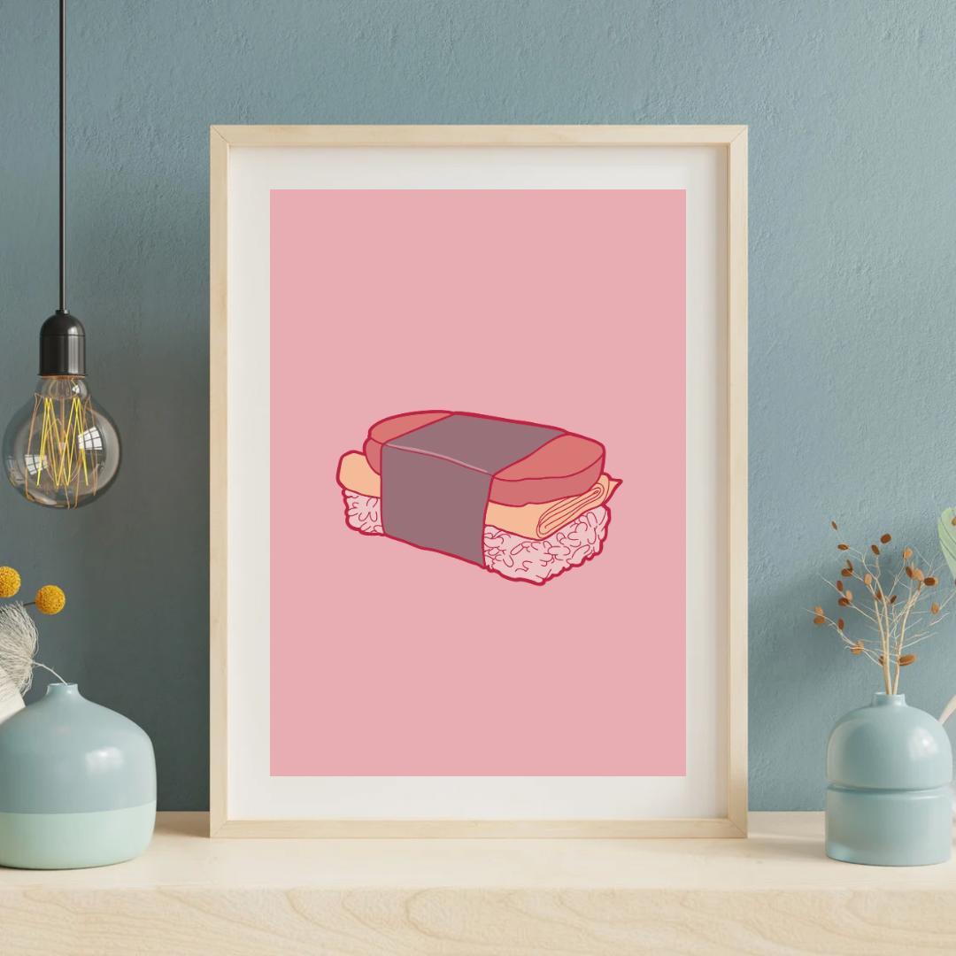 Spam Musubi Art, Pastel Color Art, Japanese Wall Art, Japanese Gifts ...