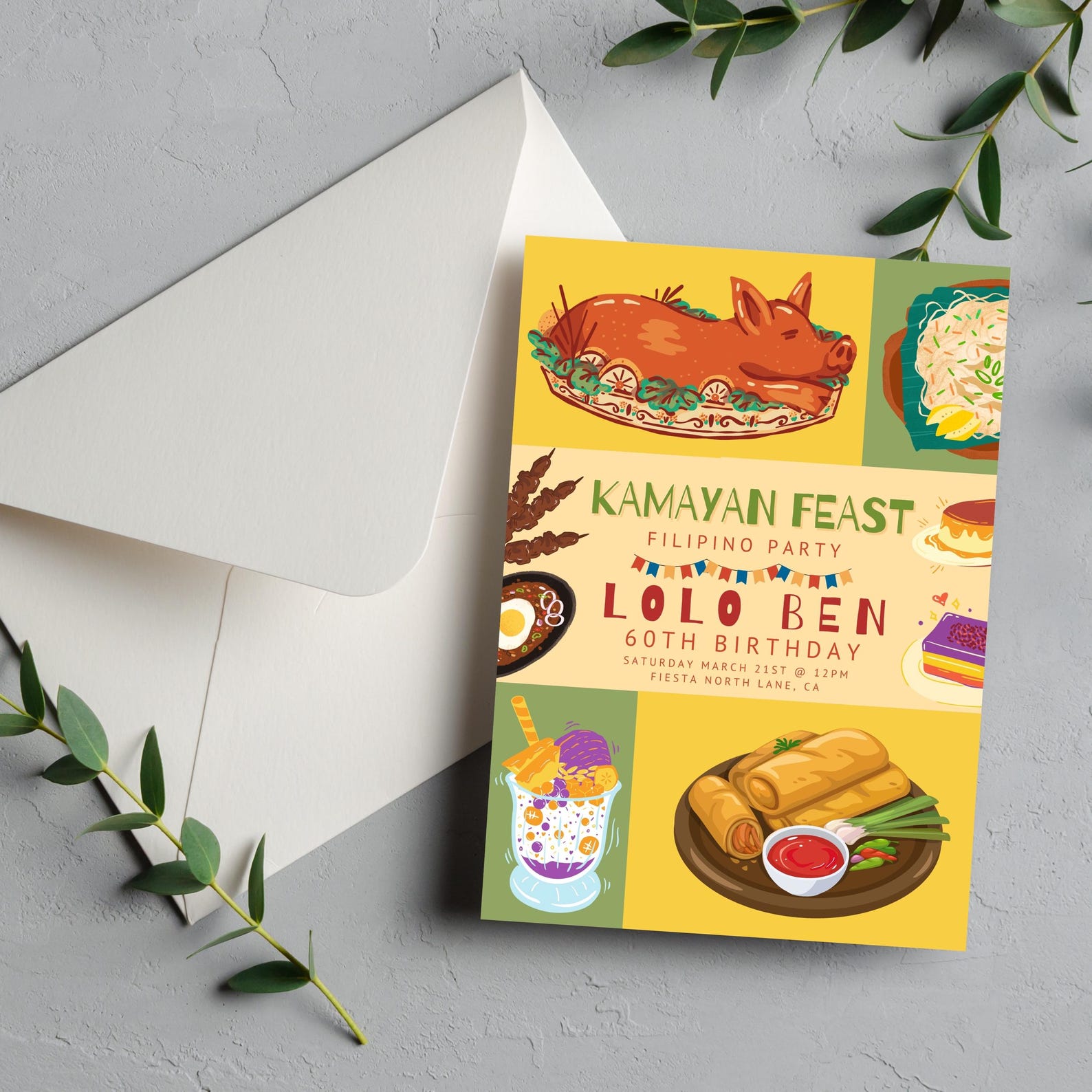 Editable Filipino Kamayan Birthday Theme Invitation, Filipino Kamayan ...