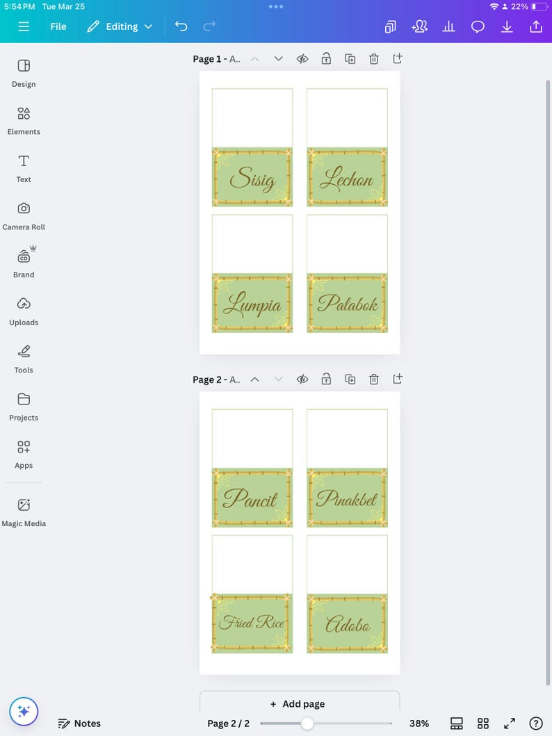 Editable Filipino Food Label , Filipino Party Label, Filipino Buffet ...