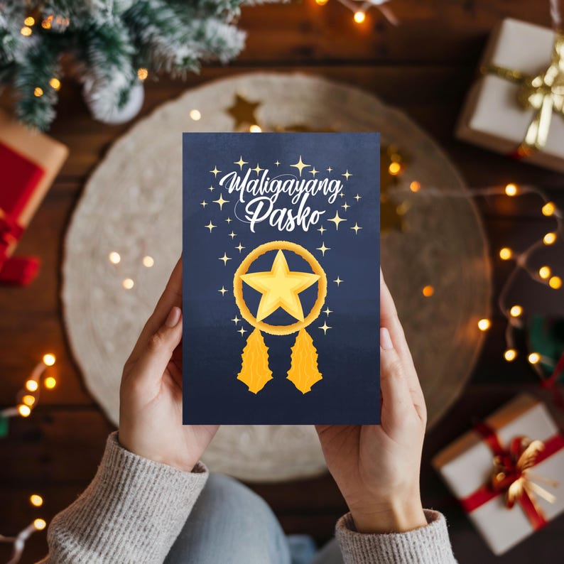 Maligayang Pasko Printable,tagalog,parol Christmas Card, Filipino ...