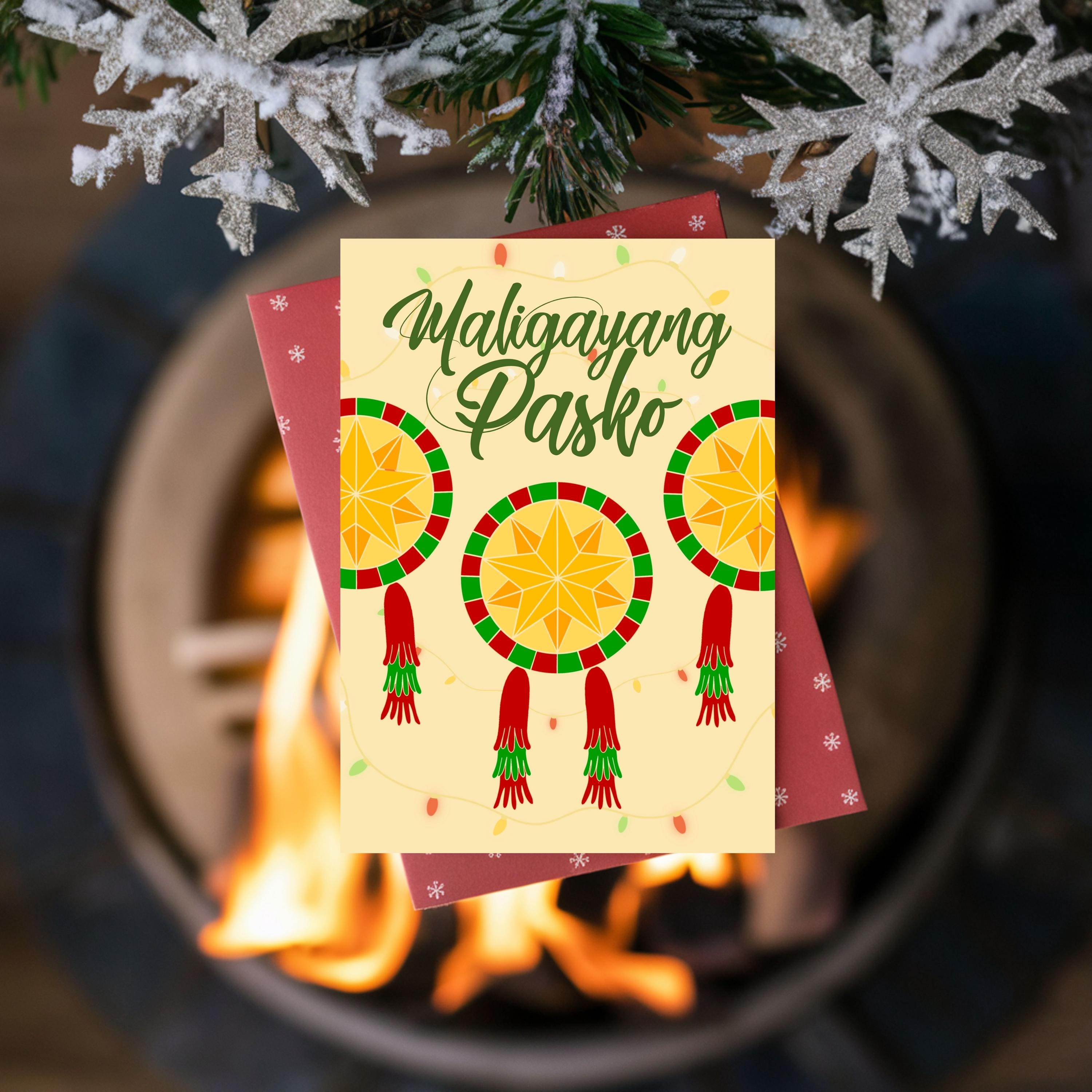 Maligayang Pasko Printable,tagalog,parol Christmas Card, Filipino ...
