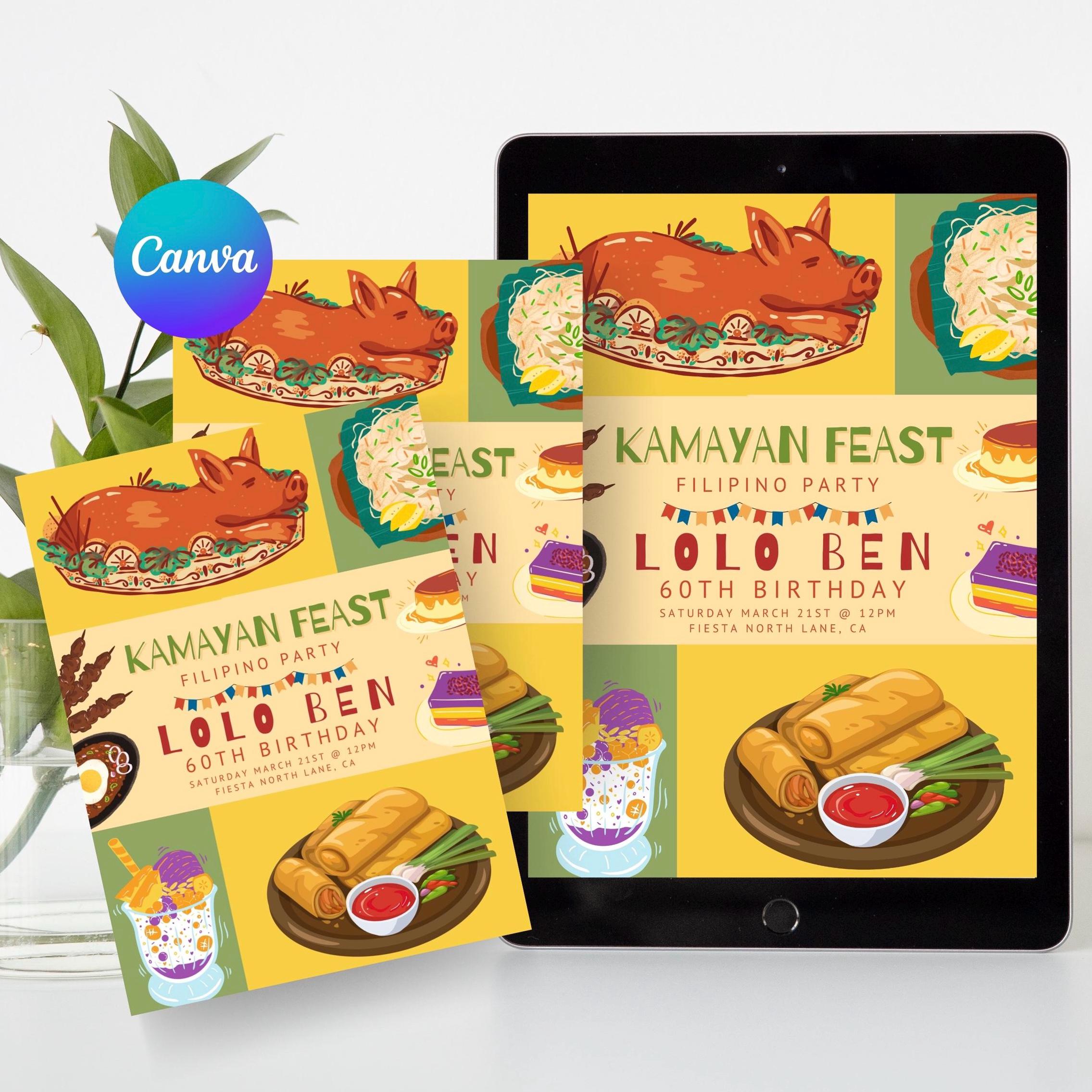 Editable Filipino Kamayan Birthday Theme Invitation, Filipino Kamayan ...