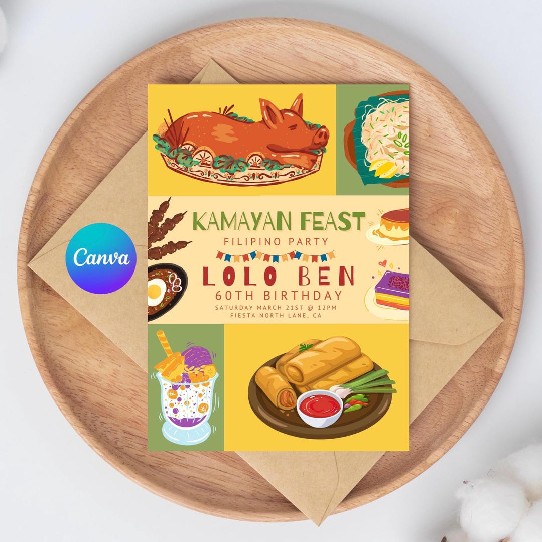 Editable Filipino Kamayan Birthday Theme Invitation, Filipino Kamayan ...