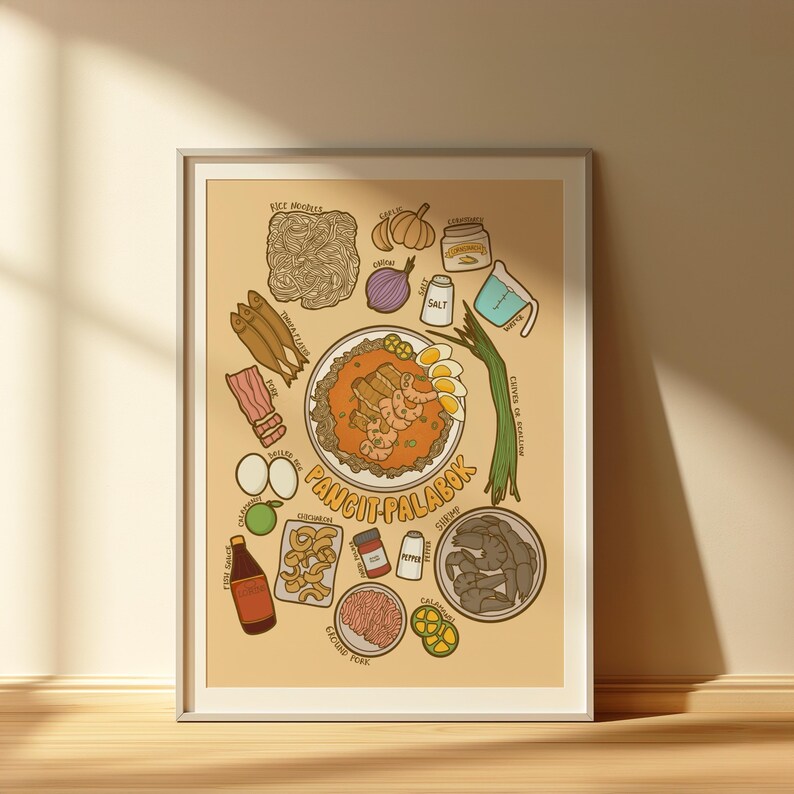 Pancit Palabok Filipino Food Recipe Wall Art, Filipino Foo Printable ...