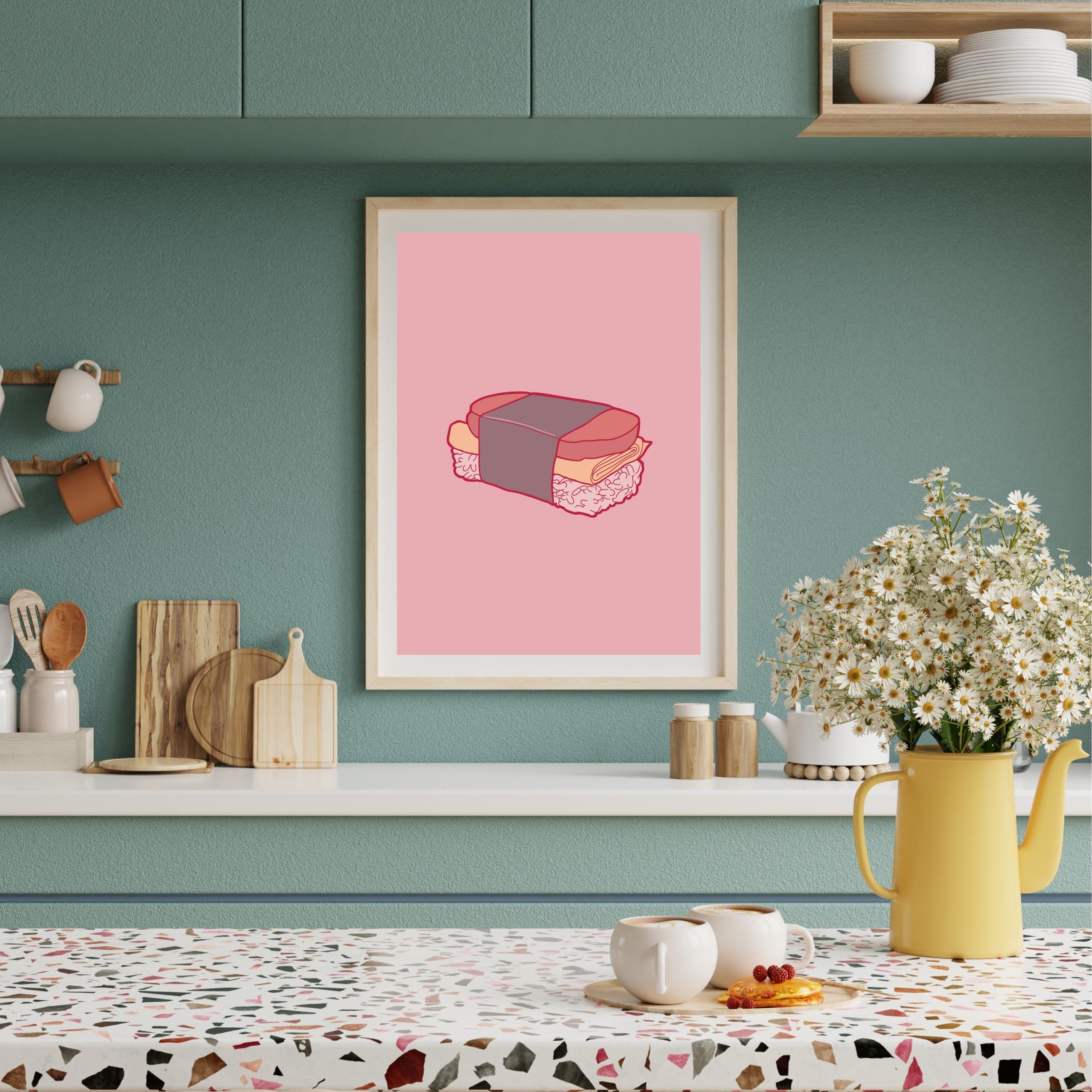 Spam Musubi Art, Pastel Color Art, Japanese Wall Art, Japanese Gifts ...
