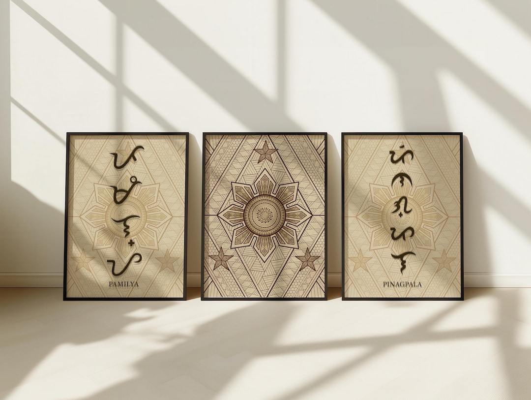Philippines Poster Set of 3 Digital Wall Art,filipino Baybayin Art ...